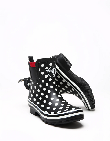 Evercreatures Black Polka Meadow Wellies – Funky Wellington Boots