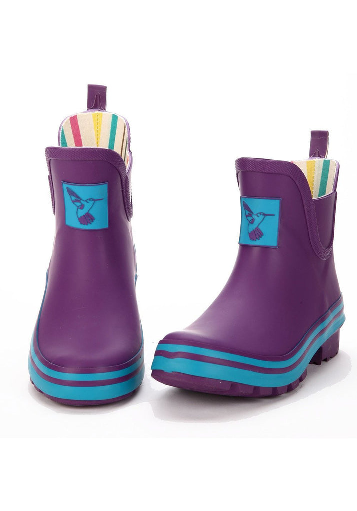 Evercreatures Eggplant Meadow Ankle Wellies – Funky Wellington Boots