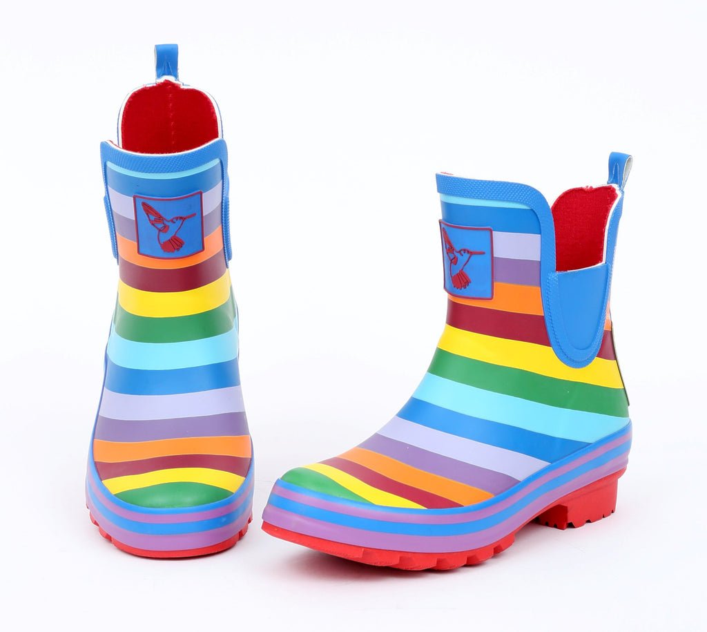 Evercreatures Rainbow Meadow Ankle Wellies – Funky Wellington Boots